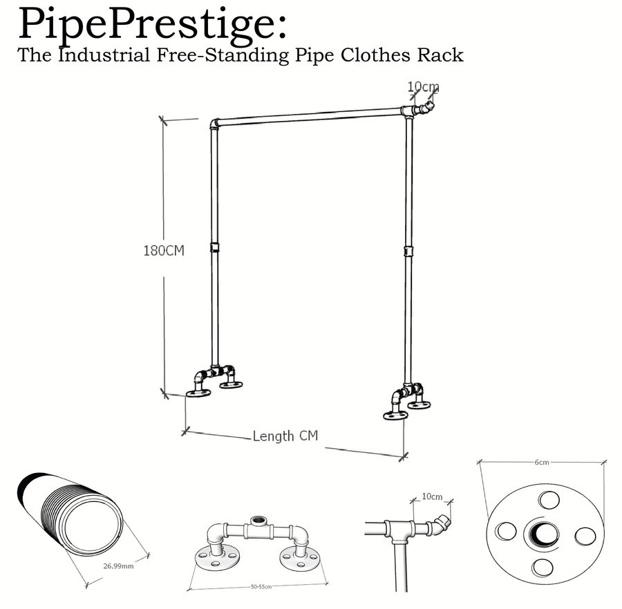 PipePrestige Clothes Rack - Authentic Free-Standing Pipe Design – racksflex